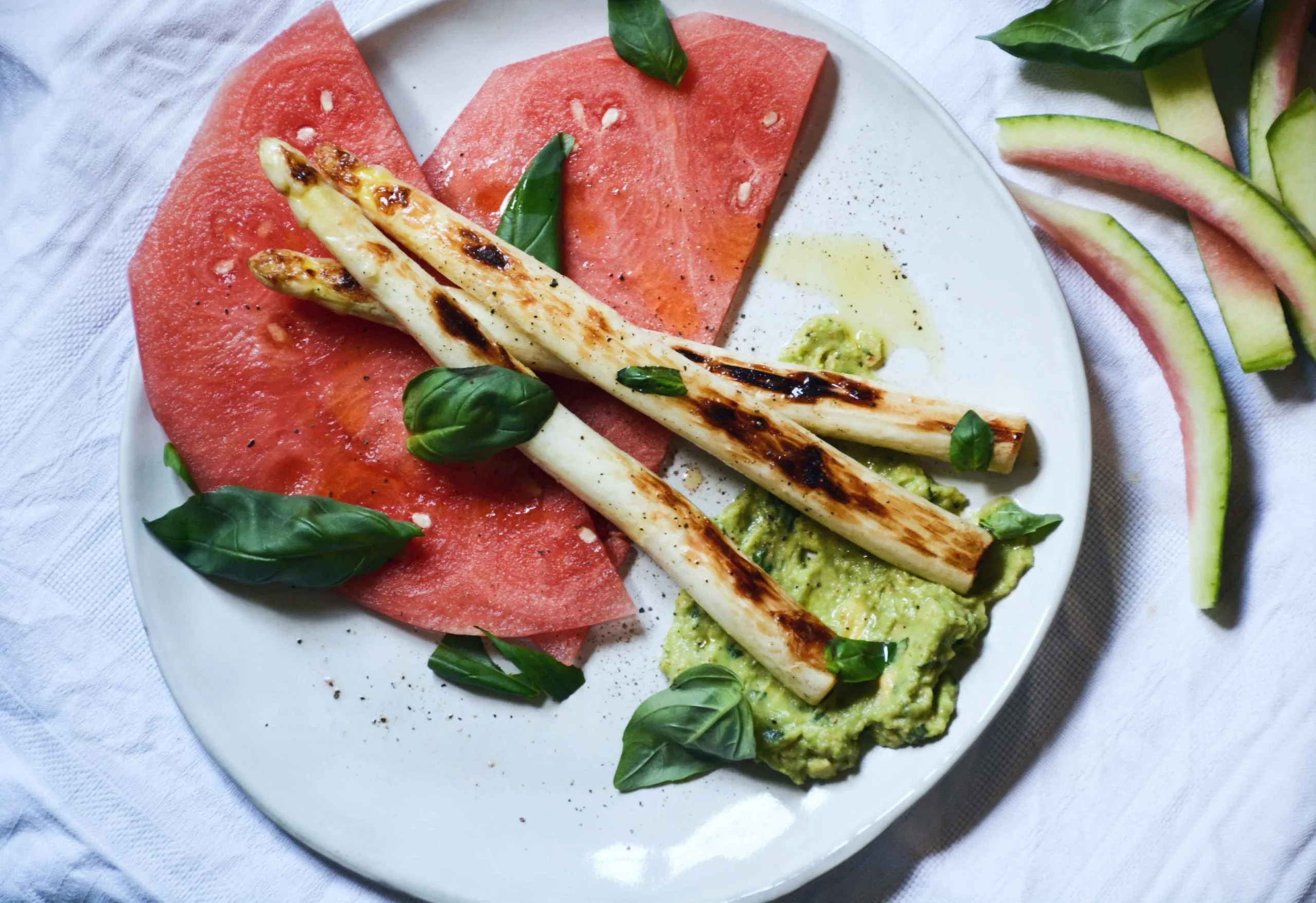 Watermelon Asparagus Carpaccio - Coco's Green Deli