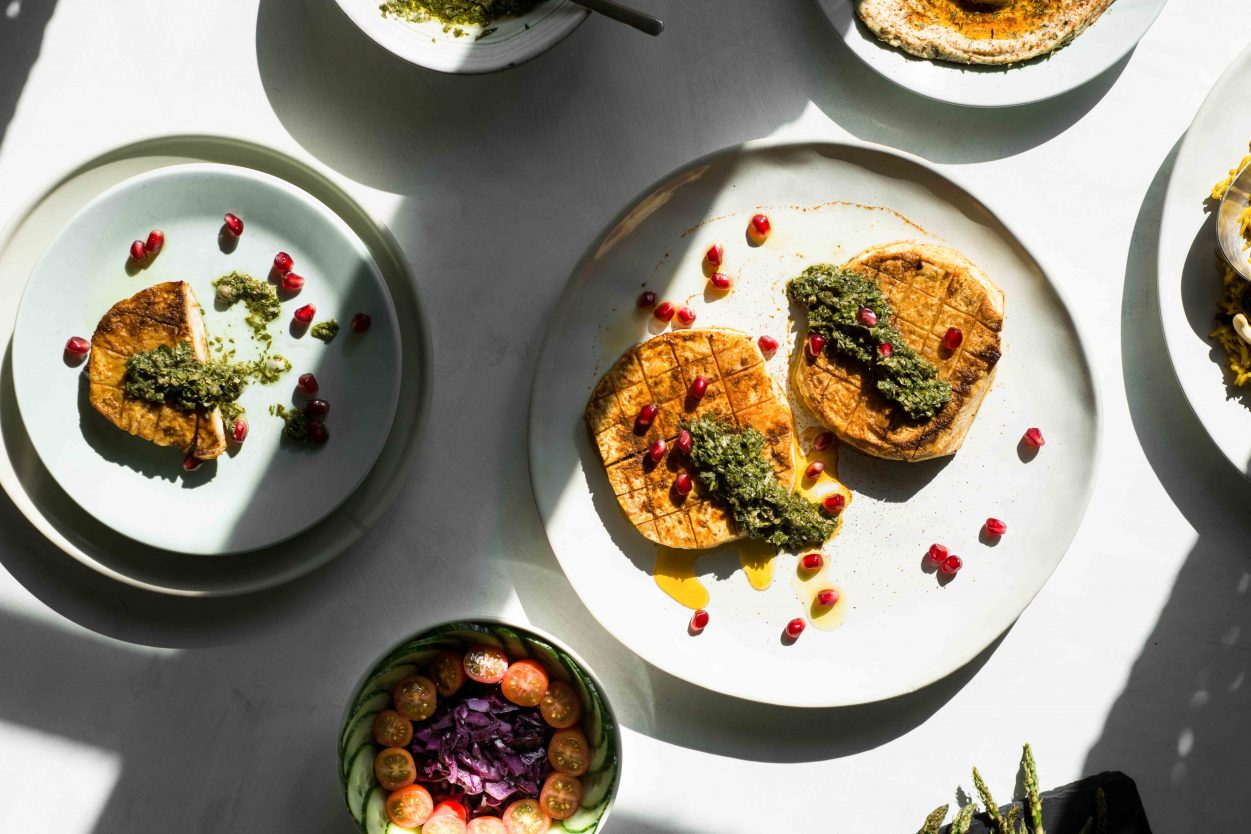 Simple Celeriac Steaks with Salsa Verde - Coco's Green Deli