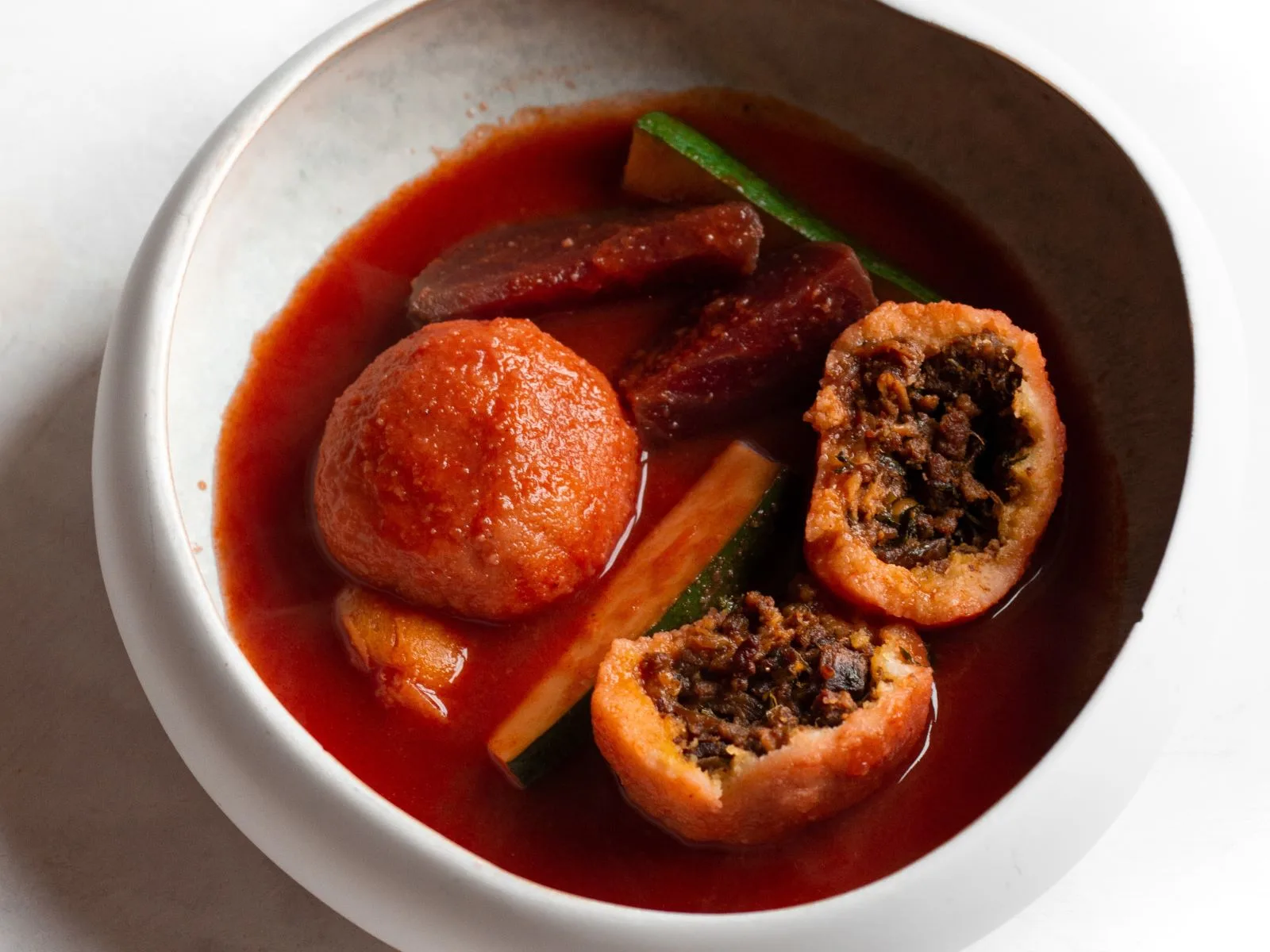 Marak Kubbeh Adom (Iraqi Jewish Beetroot Dumpling Soup) - Coco's Green Deli